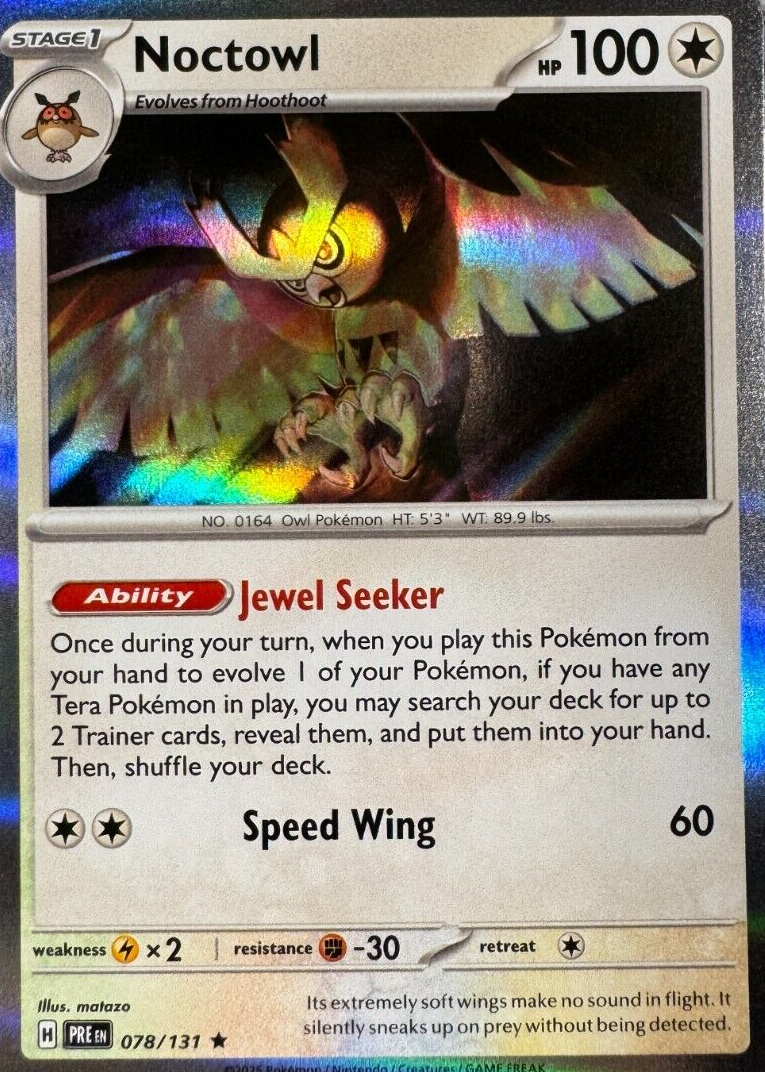 Noctowl 2025 Scarlet & Violet: Prismatic Evolutions #078/131 Holo Price Guide - Sports Card Investor
