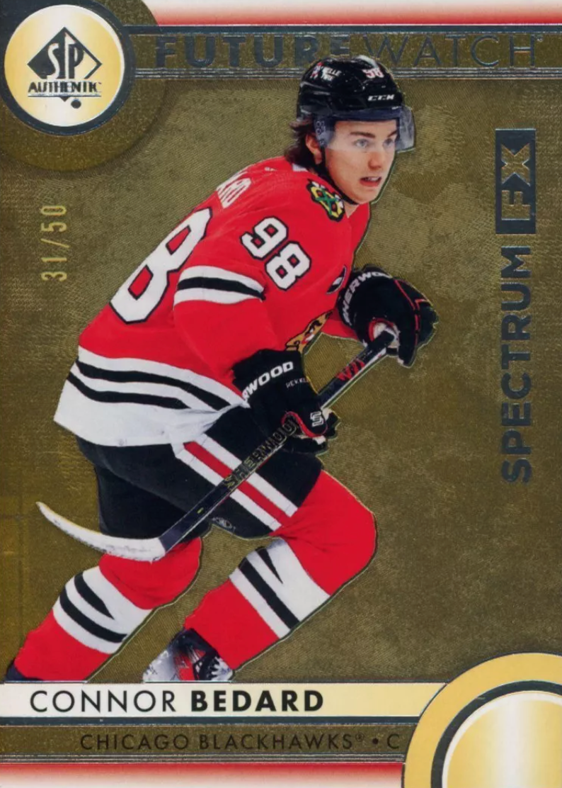 Connor Bedard 2023 SP Authentic #S-100 Spectrum FX - Gold /50 (Bounty ...