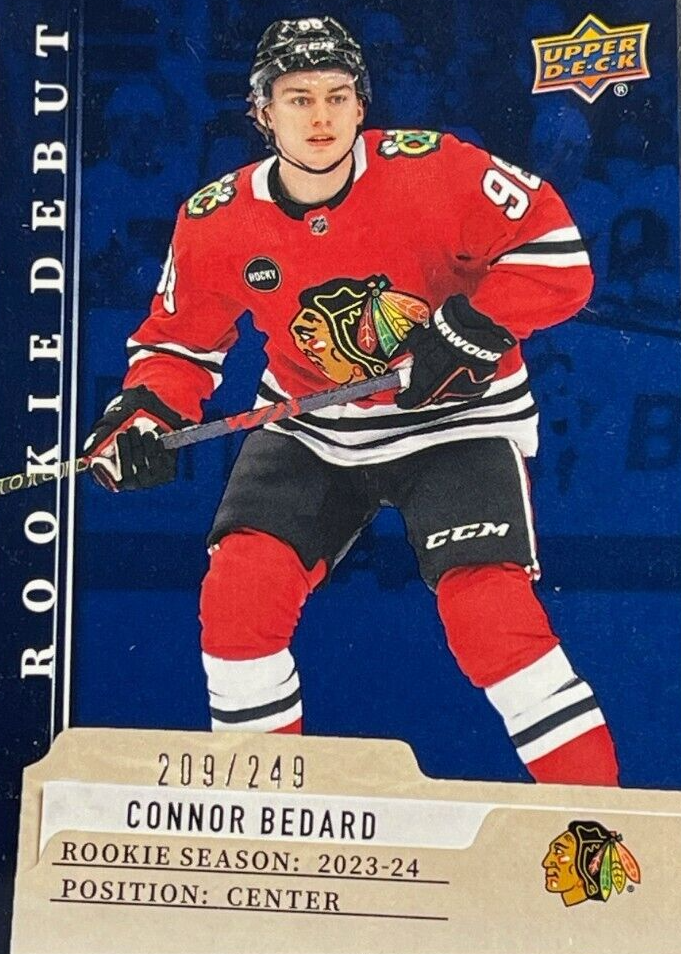 Connor Bedard 2023 Upper Deck Rookie Debut #1 Blue /249 Price Guide - Sports Card Investor