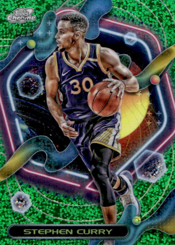 Stephen Curry 2023 Topps Chrome Cosmic #118 Green Space Dust Refractor ...