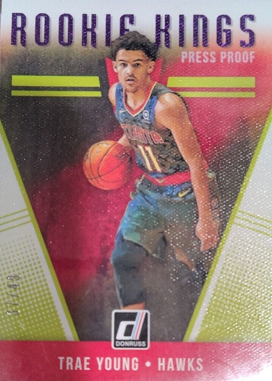 Trae Young 2018 Donruss #24 Rookie Kings - Press Proof Purple /49 Price ...
