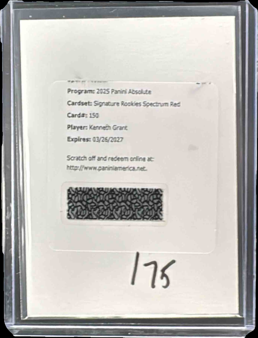Kenneth Grant 2025 Absolute #150 Signatures Rookies - Spectrum Red /100 ...