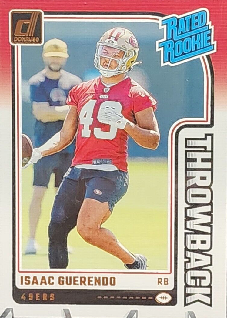 Isaac Guerendo 2024 Donruss #34 Rated Rookies Throwback Price Guide ...