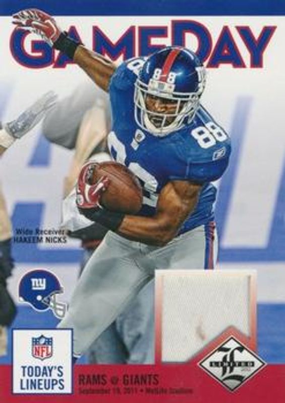 Hakeem Nicks 2012 Limited #13 Game Day Materials /25 Price Guide ...