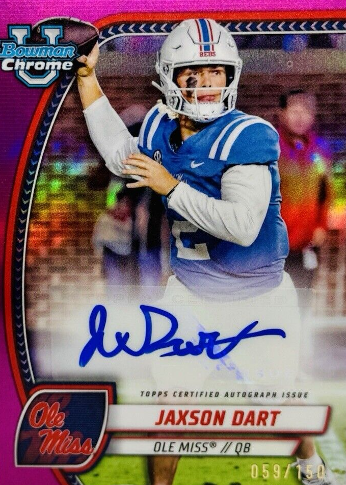 Jaxson Dart 2024 Bowman Chrome University #PA-JDA Prospect Auto ...