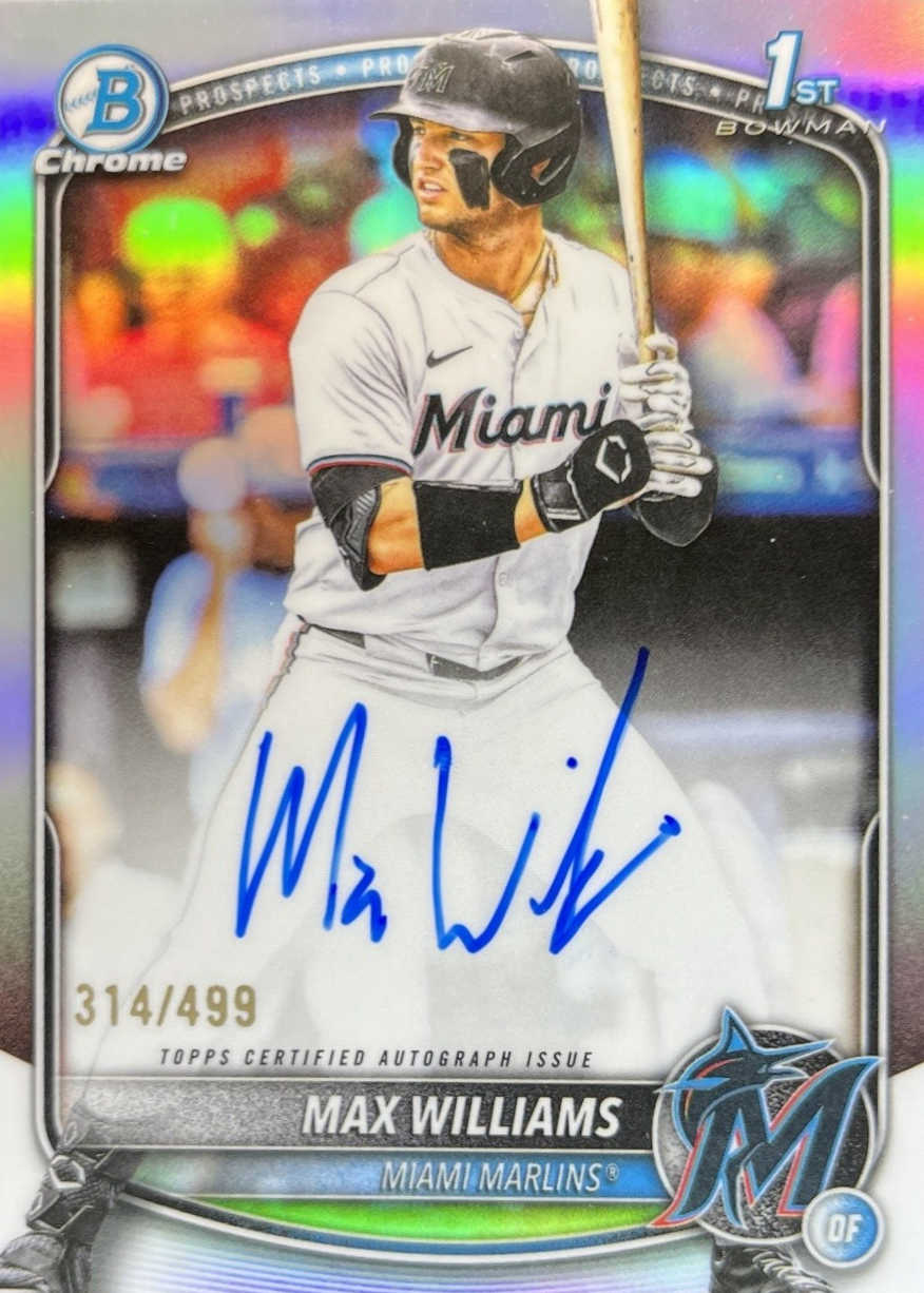 Max Williams 2025 Bowman Draft #CPA-MWI Chrome Prospect Auto ...