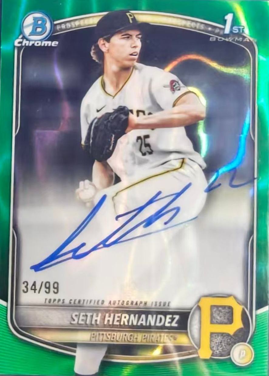 Seth Hernandez 2025 Bowman Draft #CPA-SH Chrome Prospect Auto - Green ...
