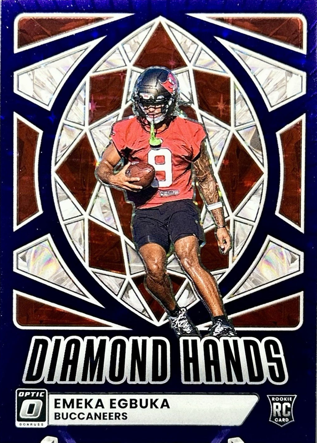 Emeka Egbuka 2025 Optic #4 Diamond Hands - Purple Stars /25 Price Guide ...