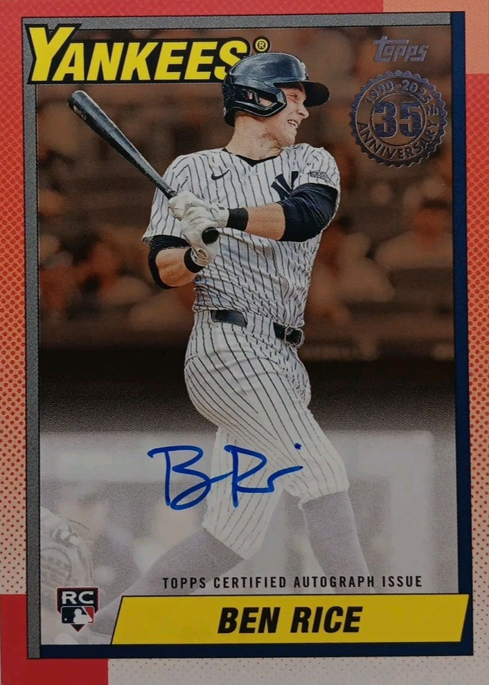 Ben Rice 2025 Topps #90A-BRI 1990 Topps Baseball Autographs - Gold /50 ...