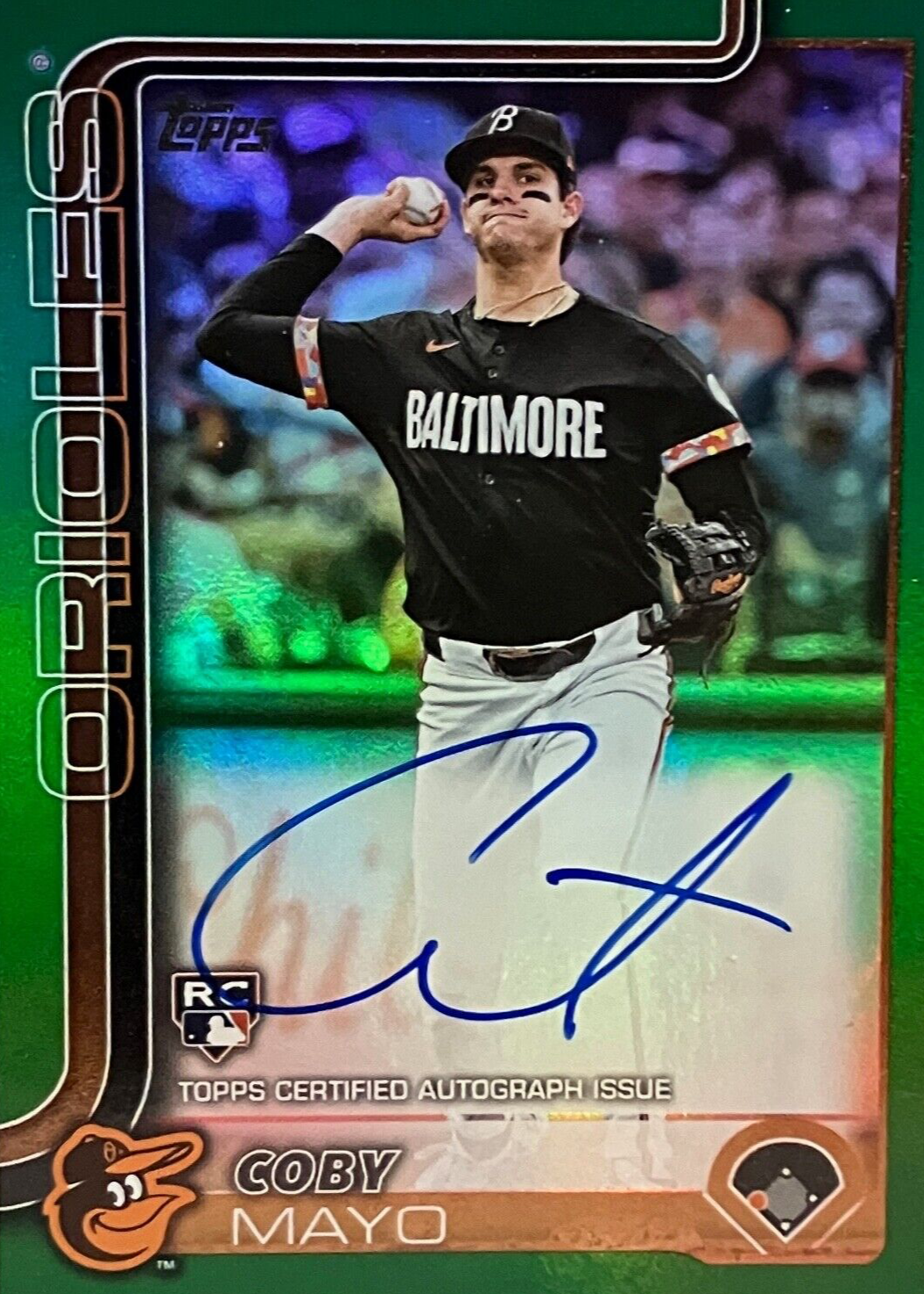 Coby Mayo 2025 Topps #20 Flagship Real One Autographs - Green Foil /99 ...