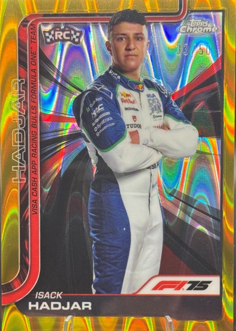 Isack Hadjar 2025 Topps Chrome Formula 1 #12 Gold RayWave Refractor /50 ...