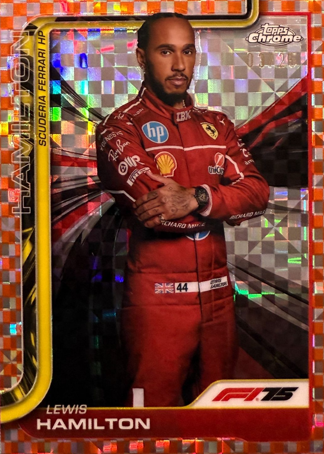 Lewis Hamilton 2025 Topps Chrome Formula 1 #4 Orange Checker Flag ...