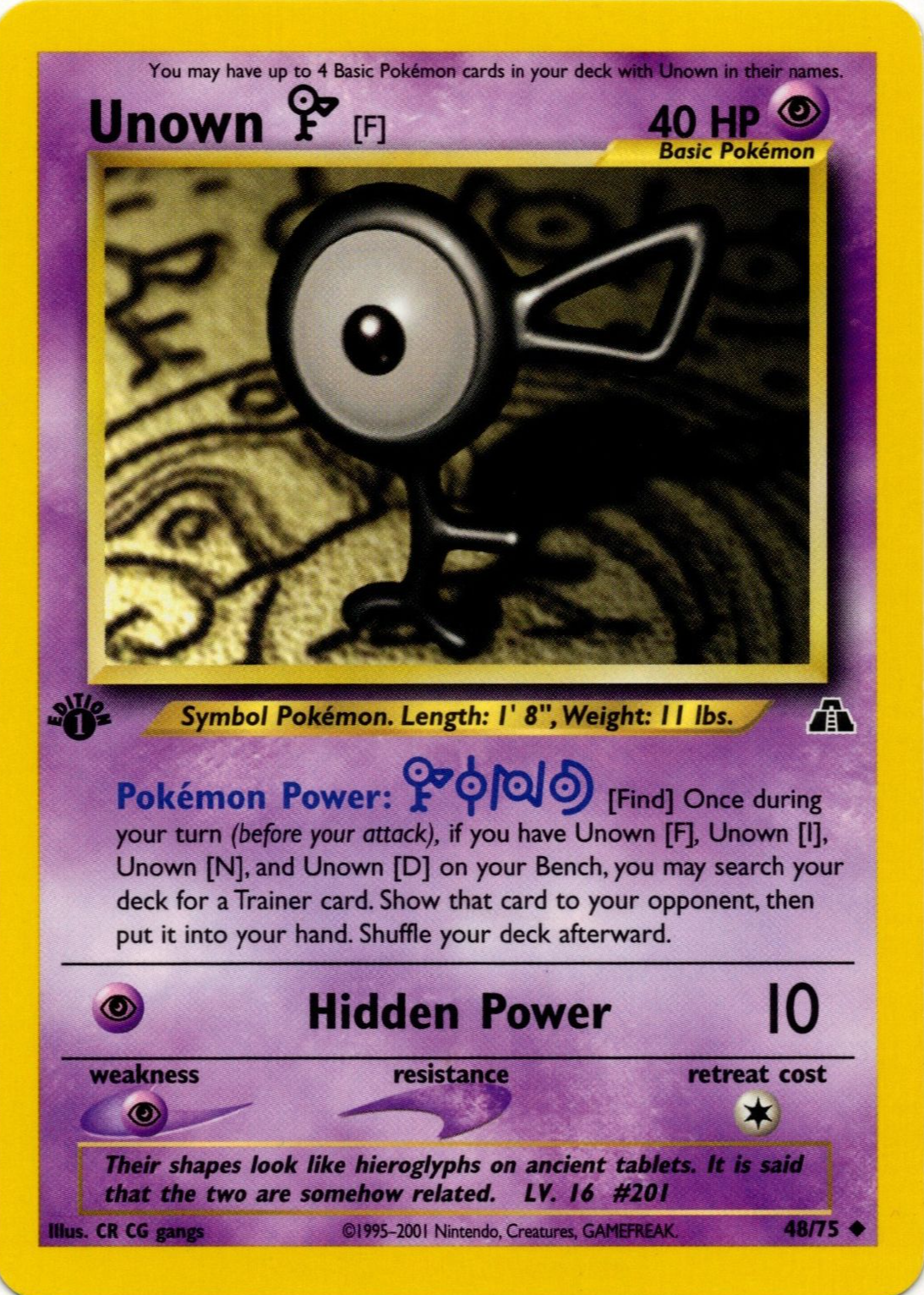 Unown F 2001 Neo Discovery #48/75 1st Edition Price Guide - Sports Card ...