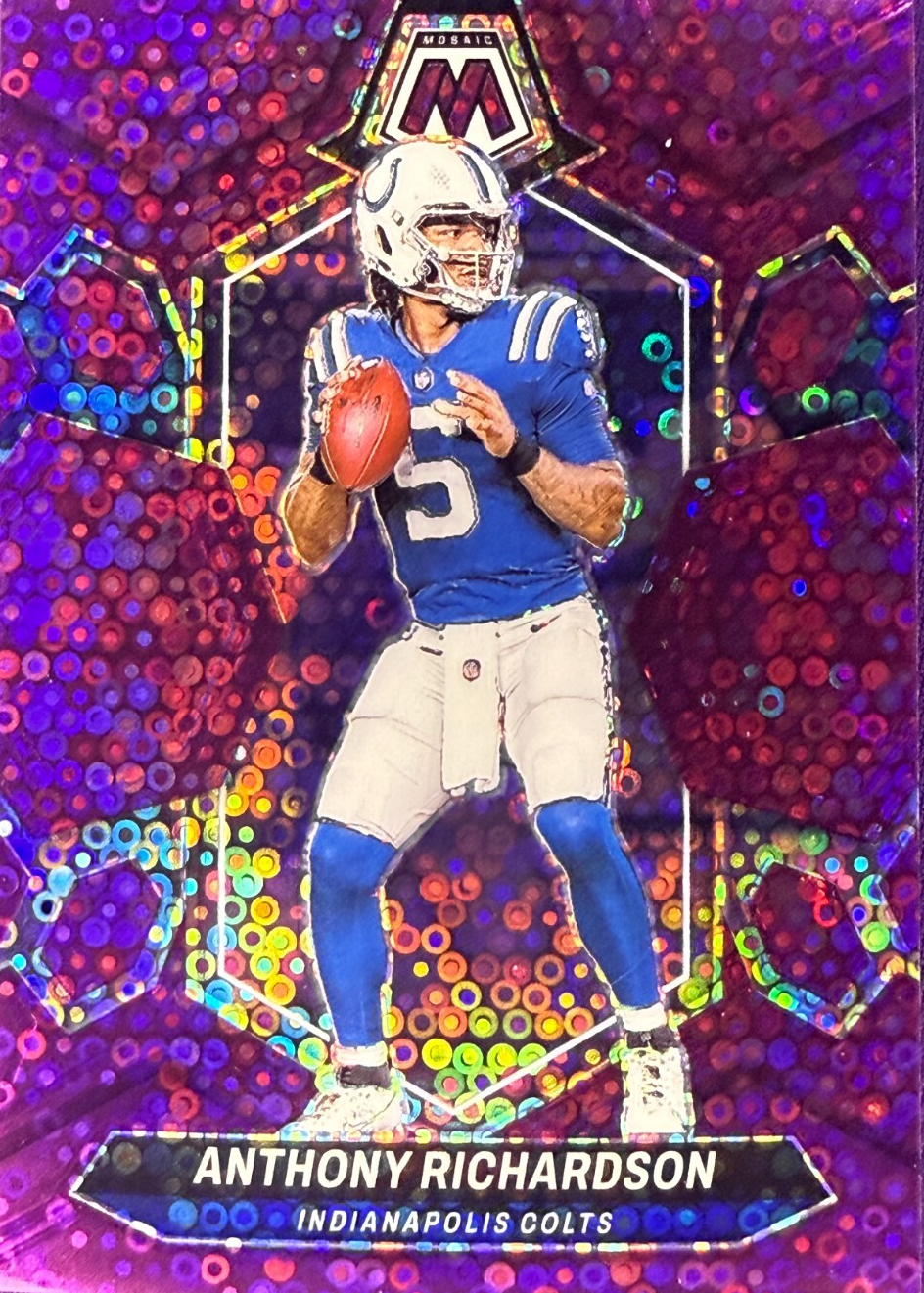 Anthony Richardson 2024 Mosaic #92 No Huddle Purple /50 Price Guide ...