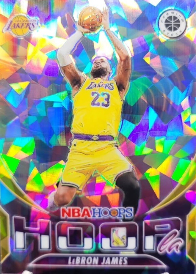 LeBron James 2023 Hoops Premium Stock #10 Hoopla - Gold Ice /10 Price ...