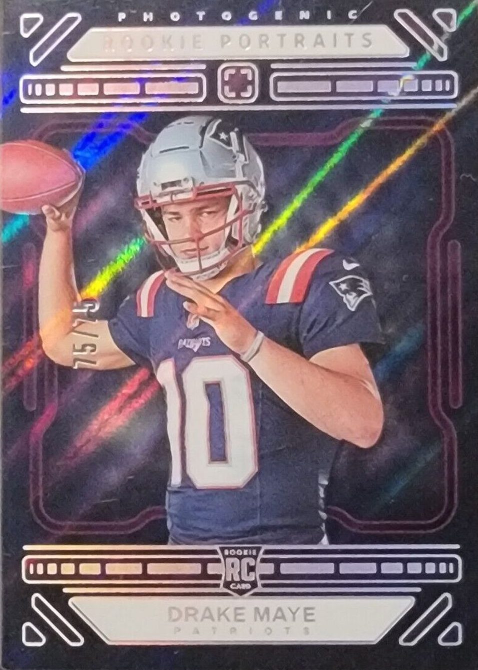 Drake Maye 2024 Photogenic #194 Rookie Portraits - Purple /75 Price ...