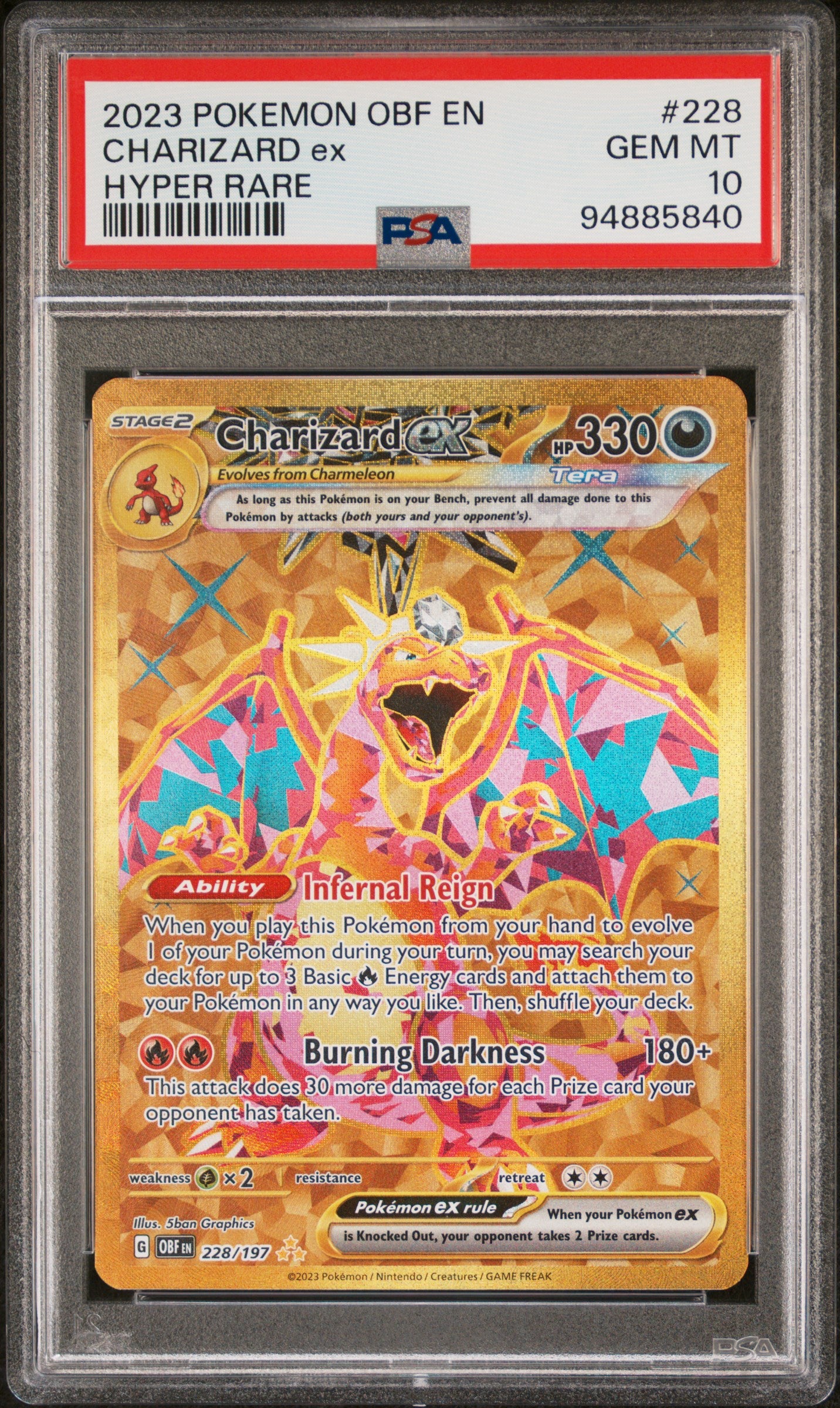 Charizard EX 2023 Scarlet & Violet: Obsidian Flames #228/197 Hyper Rare ...